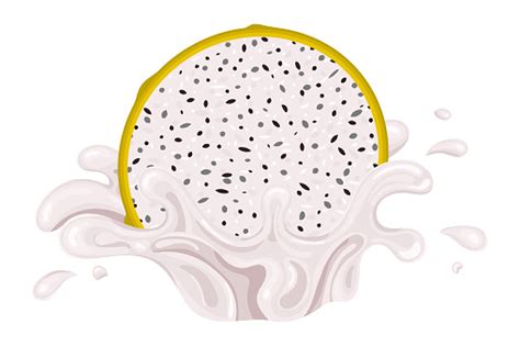 신선한 밝은 노란색 반 컷 피타야 주스 스플래시는 흰색 배경에 고립 여름 과일 주스 만화 스타일 모든 디자인에 대한 벡터 그림입니다 0명에 대한 스톡 벡터 아트 및 기타