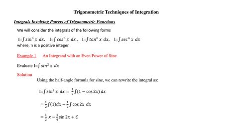 Solution 11 Integrals Involving Powers Of Trigonometric Functions