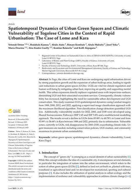 Pdf Spatiotemporal Dynamics Of Urban Green Spaces And Climatic