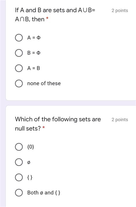 [solved] 2 mcq thanks if a and b are sets and aub 2 points anb then o course hero