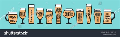 Beer Glassware Types Poster Banner Different Stock Vector Royalty Free
