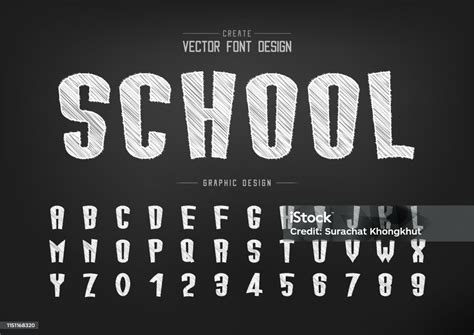 스케치 만화 글꼴 및 알파벳 벡터 분필 키가 큰 서체 문자와 숫자 그래픽 텍스트 디자인 검은색에 대한 스톡 벡터 아트 및 기타 이미지 검은색 고풍스런 교육 Istock