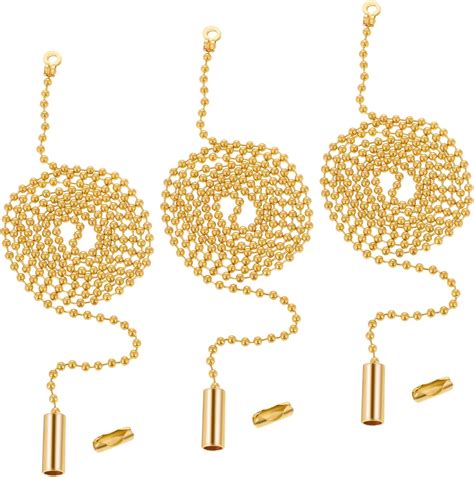 3 Pack Pull Chain String Extension Gold Ceiling Fan Pull Chain Stainless Steel Switch Chain