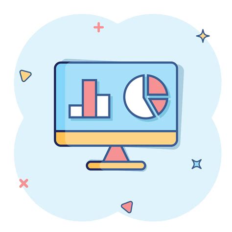 Website Analytics Icon In Comic Style Seo Data Cartoon Vector
