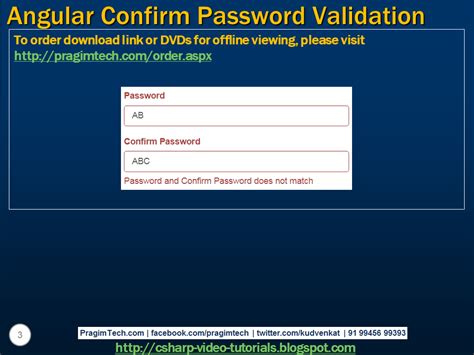 Sql Server Net And C Video Tutorial Angular Password And Confirm Password Validation Slides