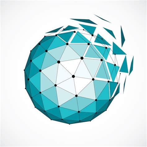 Premium Vector 3d Vector Digital Wireframe Spherical Object Made Using Triangular Facets