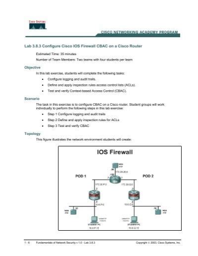 Lab 3 8 3 Configure Cisco Ios Firewall Cbac On A Cisco Router