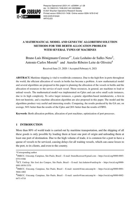 Pdf A Mathematical Model And Genectic Algorithm Solution Methods For