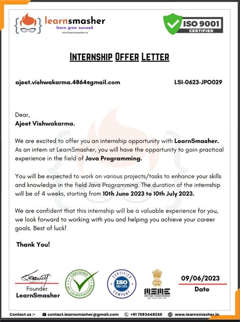 Ajeet Vishwakarma On Linkedin Learnsmasher Java Internship