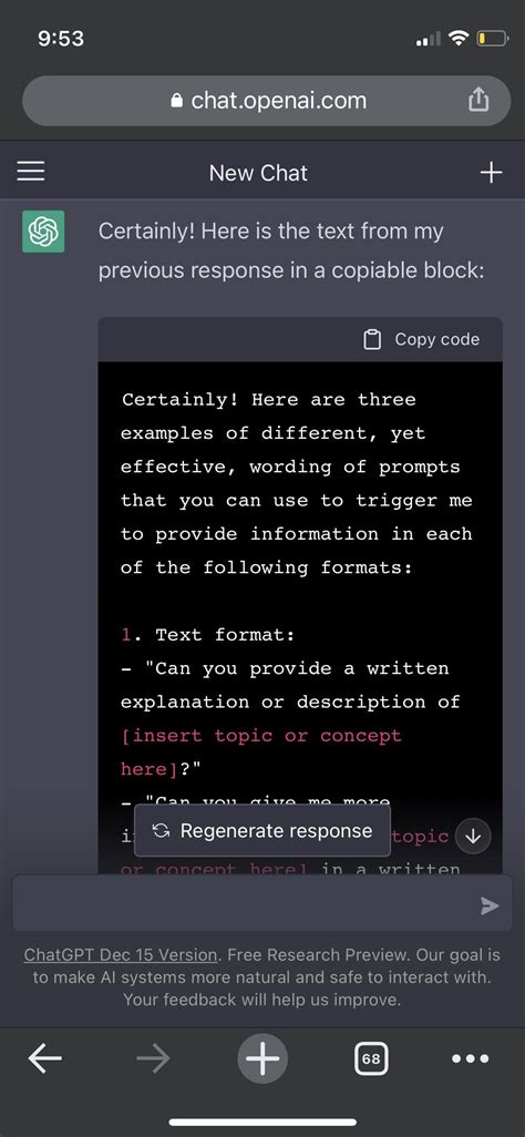 Add “provide Your Answer In A Copiable Prompt” To Make Copying Its Answers Super Easy R Chatgpt