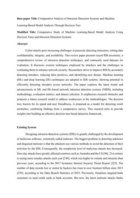 Comparative Analysis Of Intrusion Detection Systems And Machine