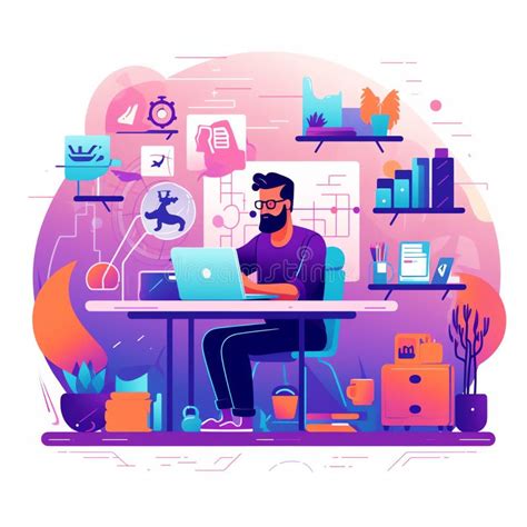 Generative Ai Man Sitting At A Stock Illustration Illustration Of Phone Service 279353328