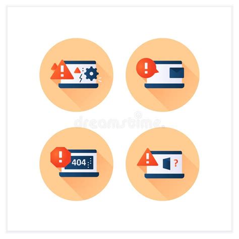 Warnings Flat Icons Set Stock Vector Illustration Of Pointer 255296998