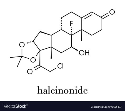 Halcinonide Topical Corticosteroid Drug Molecule Vector Image