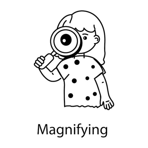 Premium Vector Girl Using Magnifying Glass Doodle Style Icon