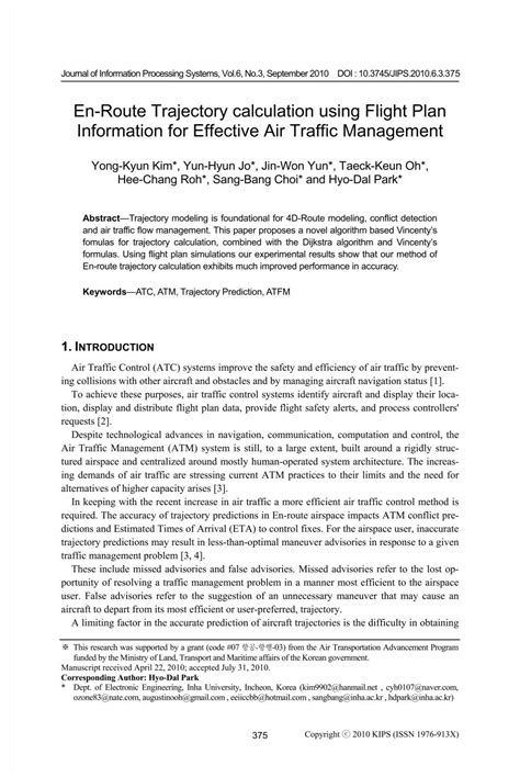 En Route Trajectory Calculation Using Flight Plan Information Jips