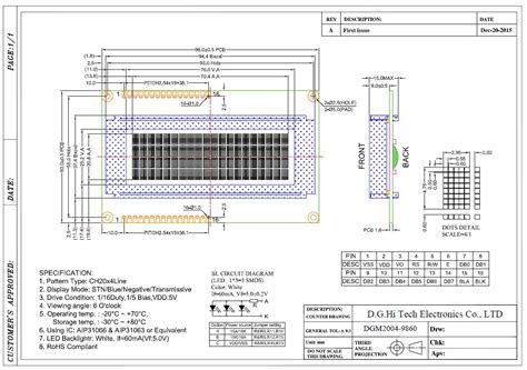 20 4 dots character lcd module