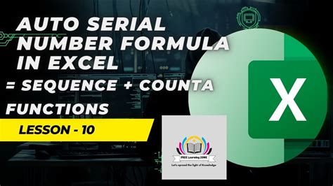 Auto Serial Number Formula In Excel Lesson 10 Youtube