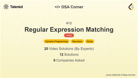 10 Regular Expression Matching Hard Dsa Corner Talentd