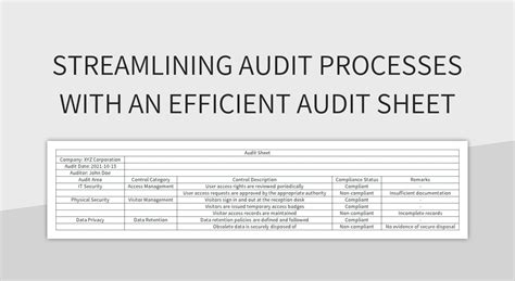 Free Audit Sheet Templates For Google Sheets And Microsoft Excel Slidesdocs
