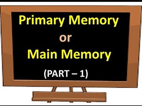 What Is Primary Memory Main Memory Computer Primary Memory PART 1 Computer Basics