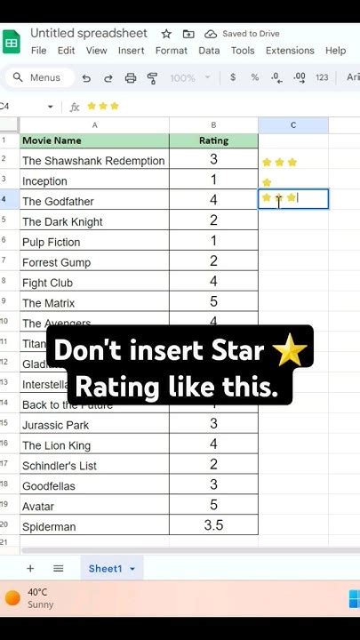 Shorts Viral Star 🌟 Rating In Excel Exceltutorial Exceltips Msofficeexcel Youtube