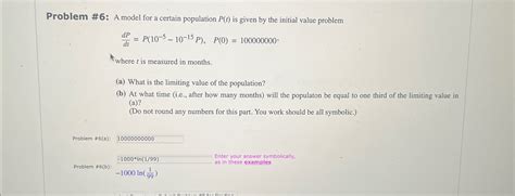 Solved Problem A Model For A Certain Population P T Is Chegg