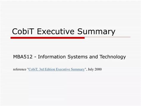 PPT CobiT Executive Summary PowerPoint Presentation Free Download ID