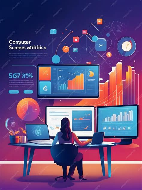 Premium Photo Computer Screens Modern Infographic Statistics And Data