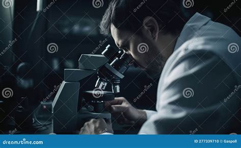 Scientist Using Microscope In Laboratory Generative Ai Stock Illustration Illustration Of