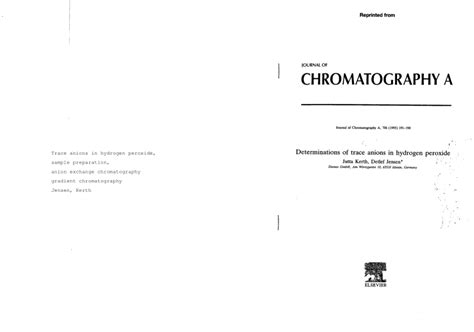 Pdf Determination Of Trace Anions In Hydrogen Peroxide
