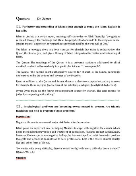 Questions Teaching Of Isl Dr Zaman Uog Edu Pdf