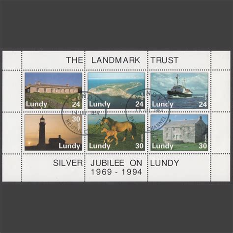 Lundy 1994 Landmark Trust Silver Jubilee Souvenir Sheet 6v 25p To 30p Cto Graham Land Stamps