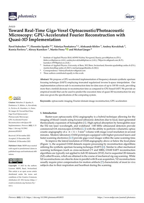 Pdf Toward Real Time Giga Voxel Optoacousticphotoacoustic Microscopy