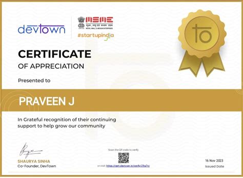 Certificate For Learning Devops And Web Development In Devtown Platform