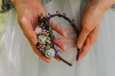 Flower Headband With Peonies Pastel Wedding Hairband Flower Girl Ring