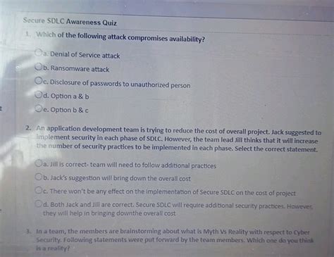 Secure SDLC Awareness Quiz Which Of The StudyX