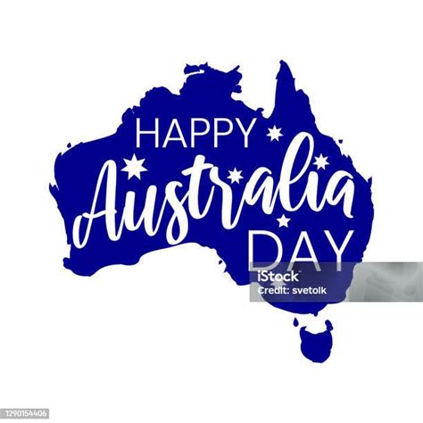 별과 함께 호주의지도에 해피 오스트레일리아 공화국의 날 텍스트 오스트레일리아 인사말 카드 배너 인쇄 또는 전단지를 위한 디자인