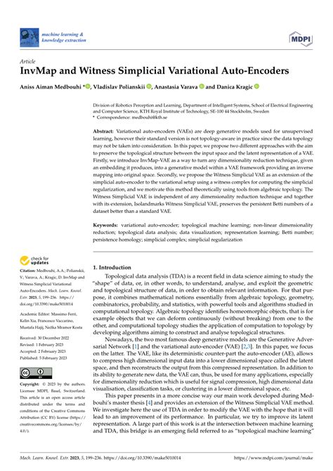 Pdf Invmap And Witness Simplicial Variational Auto Encoders