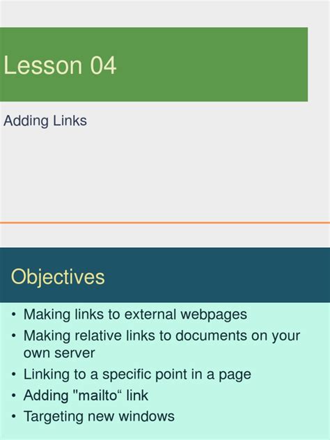 Lesson 04 Adding Links Pdf Html Element Directory Computing
