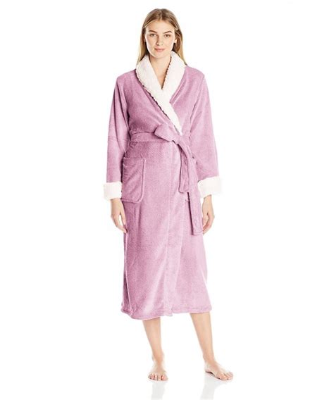Womens Frosted Plush Long Robe Berryivory C812i4jz6t5