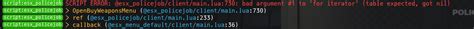Script Error Esxpolicejobclientmainlua730 Bad Argument 1 To