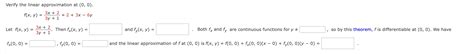 Solved Verify The Linear Approximation At 0 0