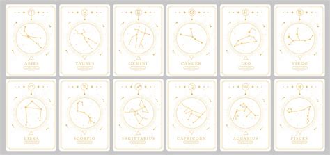 하늘에 점성술 조디악 별자리가 있는 현대 마법 마법 카드 세트 조디악 특성 조디악 아이콘 벡터 일러스트 레이 션 타로 카드에 대한 스톡 벡터 아트 및 기타 이미지 Istock