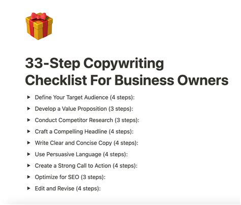 33 Step Copywriting Checklist For Business Owners