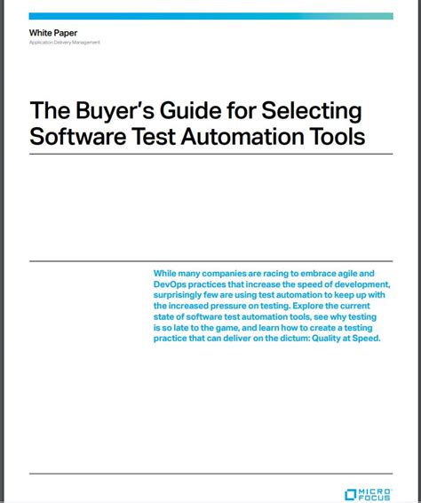 The Buyers Guide For Selecting Software Test Automation Tools