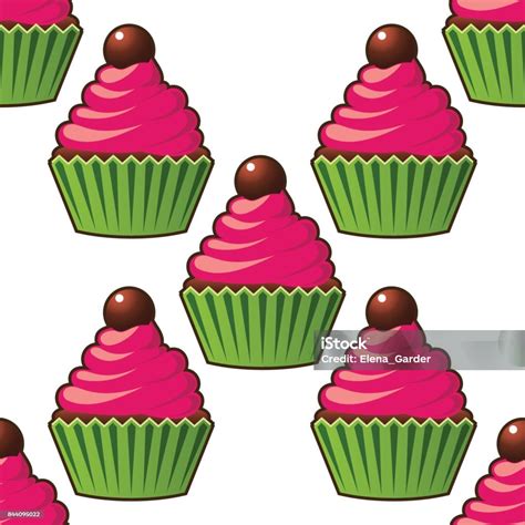 컵 케 잌은 벡터 완벽 한 패턴입니다 머핀 달콤한 질감 배경입니다 화려한 디저트 배경 막입니다 인쇄 장식 직물에 대 한