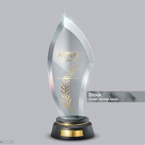 유리 수상 트로피 밝은 배경에 현실적인 벡터 일러스트 레이 션 3차원 형태에 대한 스톡 벡터 아트 및 기타 이미지 3차원 형태 Nomination 가벼운 Istock