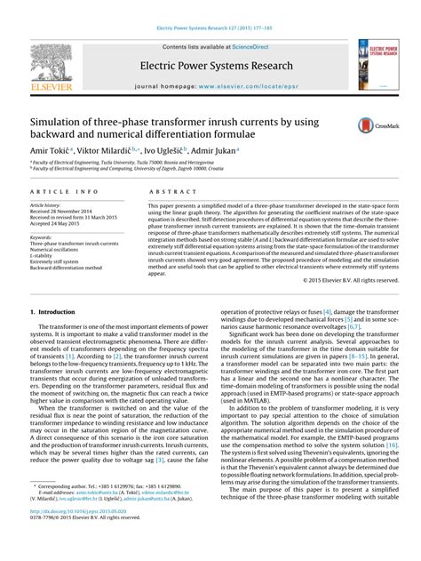 Pdf Simulation Of Three Phase Transformer Inrush Currents By Using Backward And Numerical