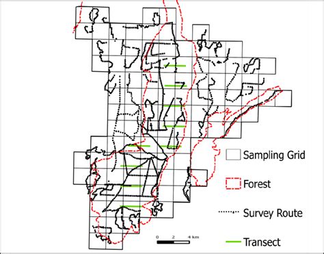 Figure Showing Sampling Grid Transect Design And Survey Routes In The Download Scientific